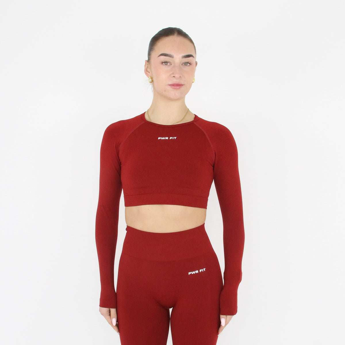 Amplify Long Sleeve Crop Top (Scarlett Red) – Power Fitness UK